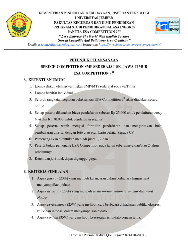 SMP - Juklak Juknis Esacomp 9th - 2022 | PDF