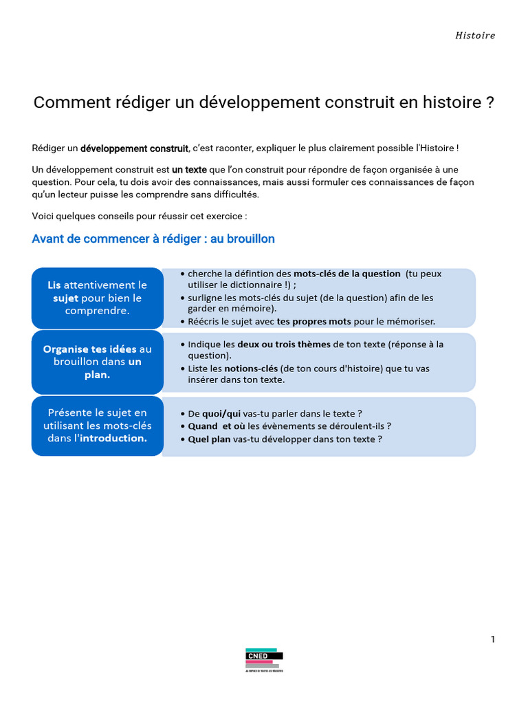 Rédiger un développement construit en histoire | PDF | Sujet (Grammaire ...