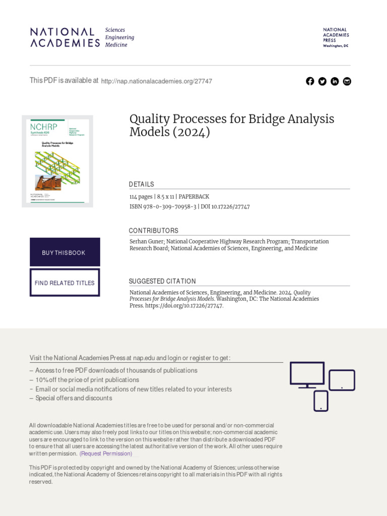 Quality Processes For Bridge Analysis Models (2024) : This PDF Is ...