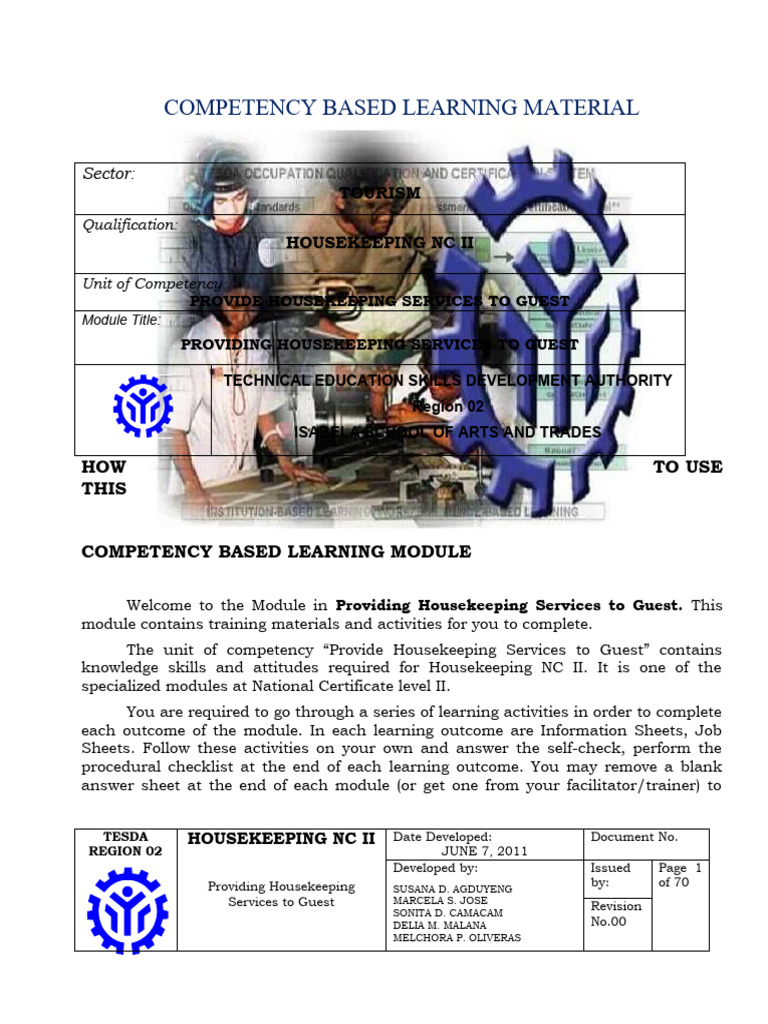 CBLM 1 Provide Housekeeping Services For Guest | PDF | Housekeeping | Home