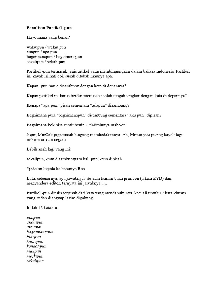 Penulisan Partikel | PDF