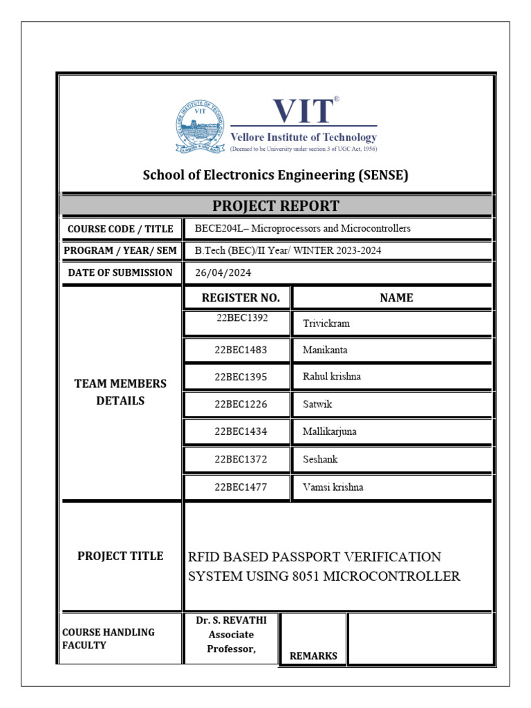 RFID Based Passport Verification System Using 8051 Microcontroller | PDF | Radio Frequency ...