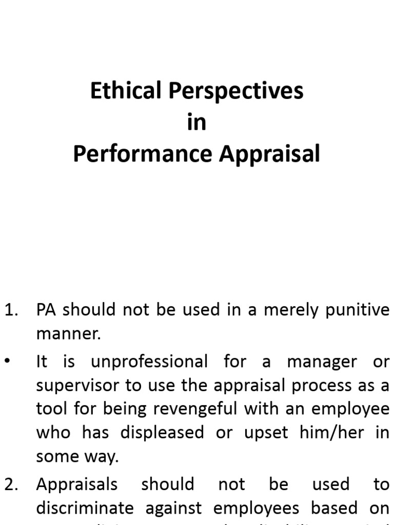 Ethical Perspectives in Performance Appraisal | PDF | Performance ...