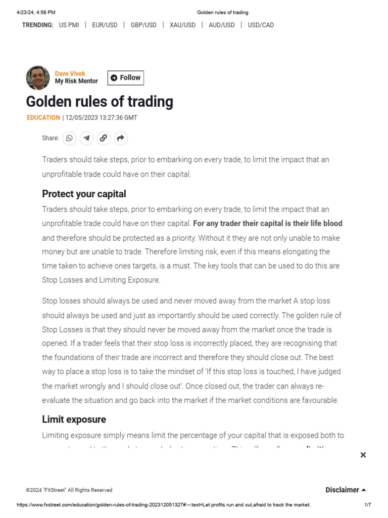 Golden rules of trading | PDF | Foreign Exchange Market | Order (Exchange)