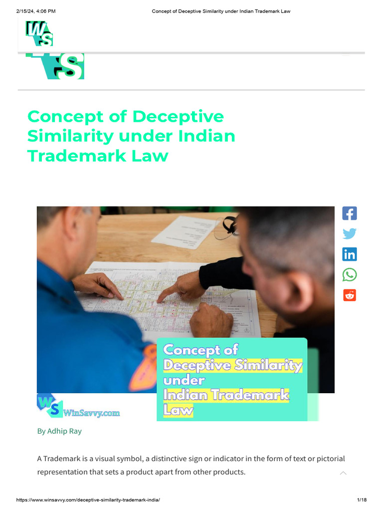 Deceptive Similarity in Indian Trademarks | PDF | Trademark Dilution ...