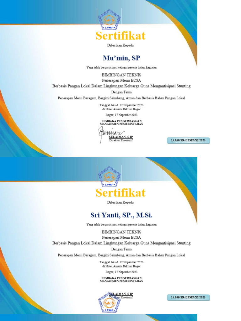 Sertifikat B2SA LPMP | PDF