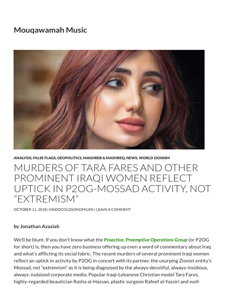 Murders of Tara Fares and Other Prominent Iraqi Wo | PDF | Iraq | Zionism Murders of Tara Fares and Other Prominent Iraqi Wo | PDF | Iraq | Zionism