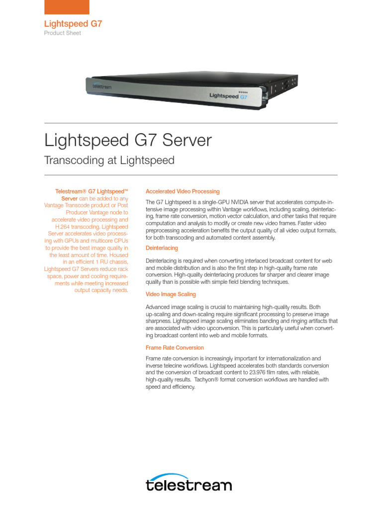 Dat Vantage G7 Lightspeed Server | PDF | Video | Graphics Processing Unit