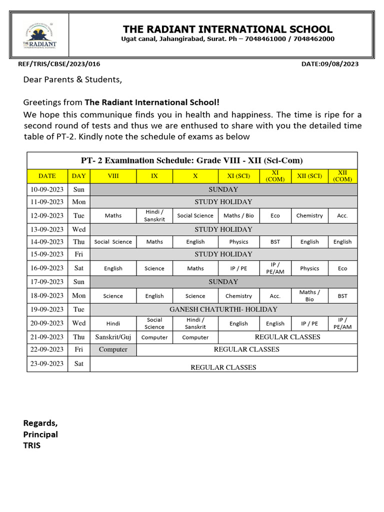 016 Pt 2 Datesheet 8 To 12 Cbse Pdf Qualifications Schools