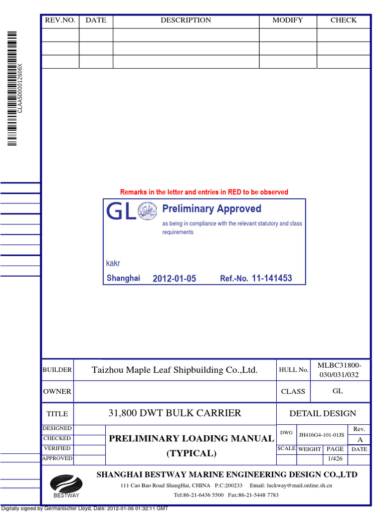 Preliminary Loading Manual for Bulk Carrier | PDF | Water Transport ...