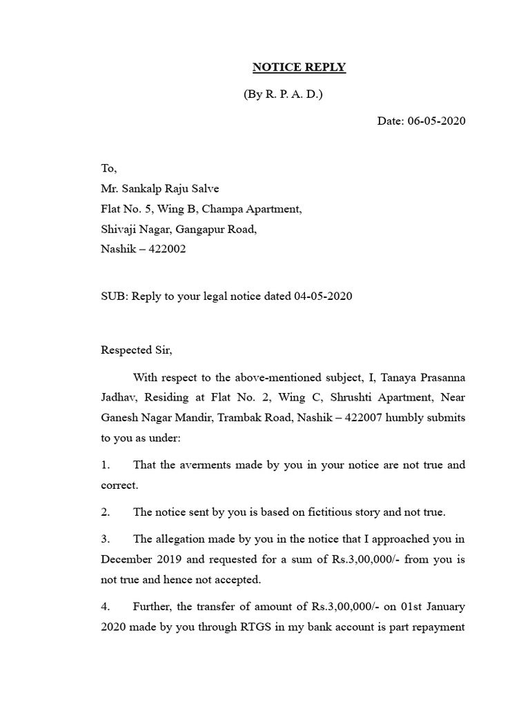 Notice Reply 138 Pdf