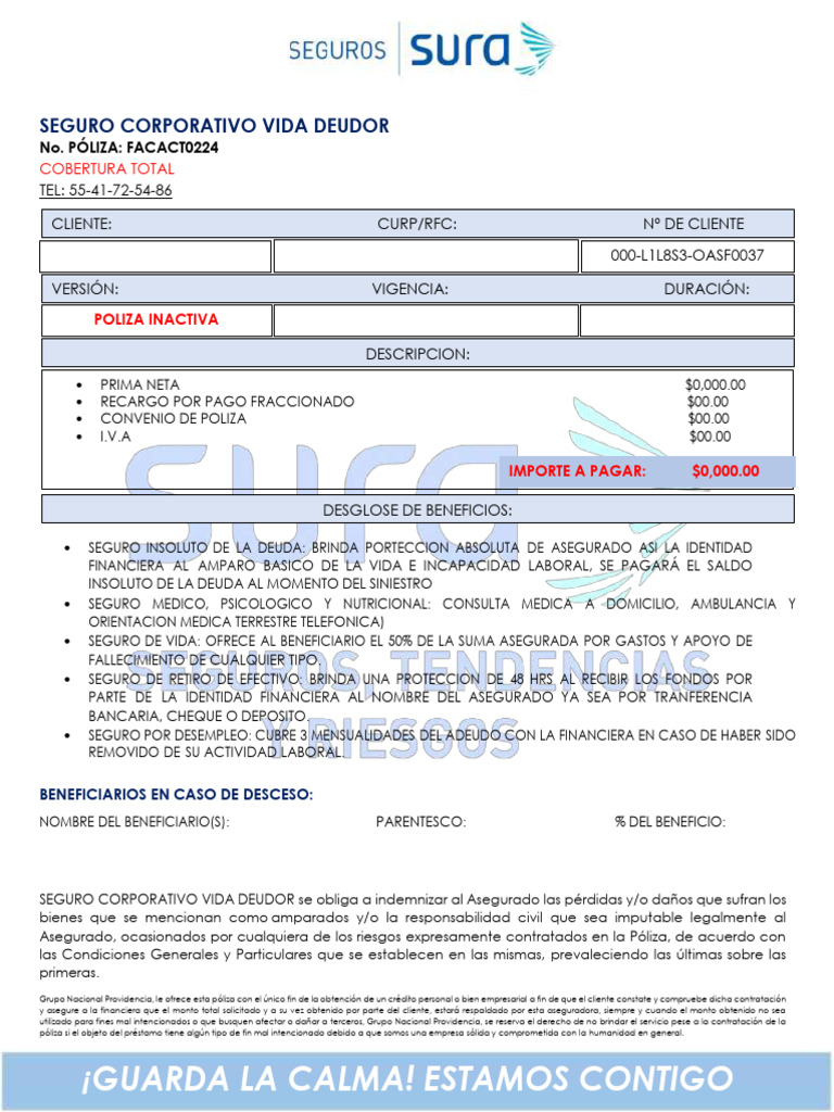 Poliza Sura Seguros | Descargar gratis PDF | Póliza de seguros | Seguro