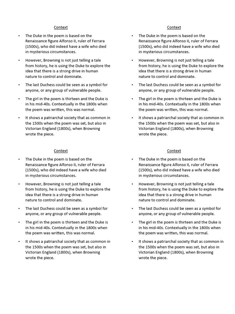 Context My Last Duchess | PDF | Classics