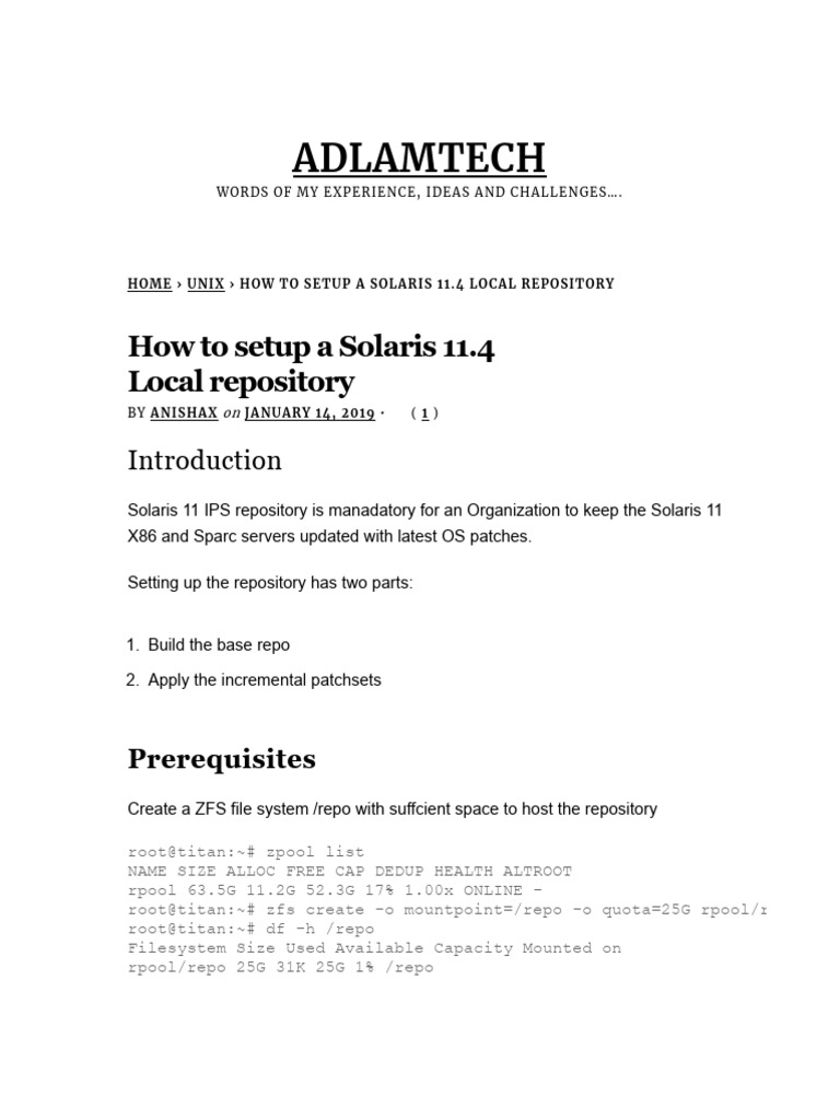Setup Solaris 11.4 Local Repository Guide | PDF | Zip (File Format ...