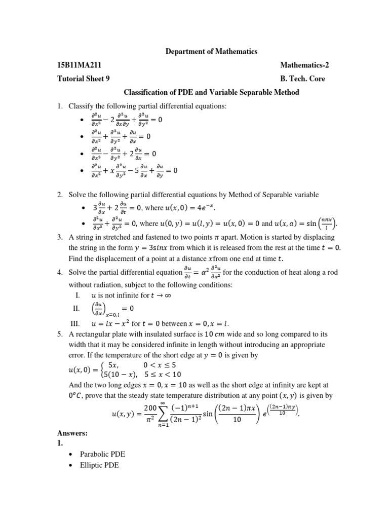 Pde Math Assignment Pdf 