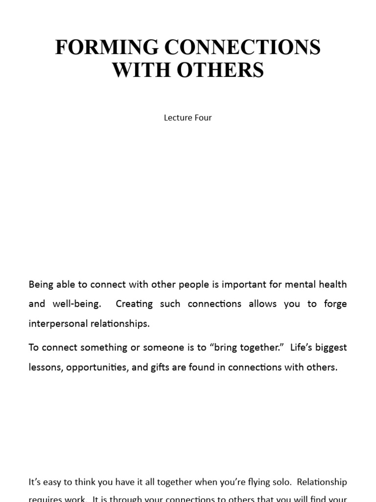 Forming Connections With Others Lecture 4 2 | PDF | Happiness ...
