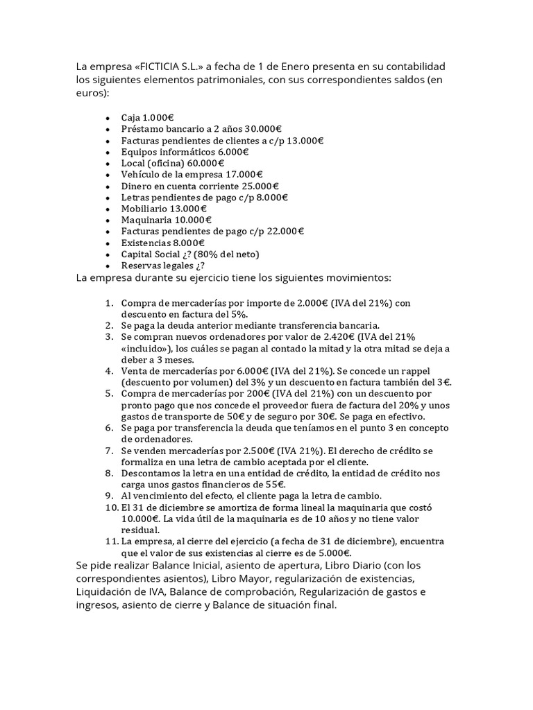 Ejercicio de Contabilidad.1 | PDF | Contabilidad | Bancos