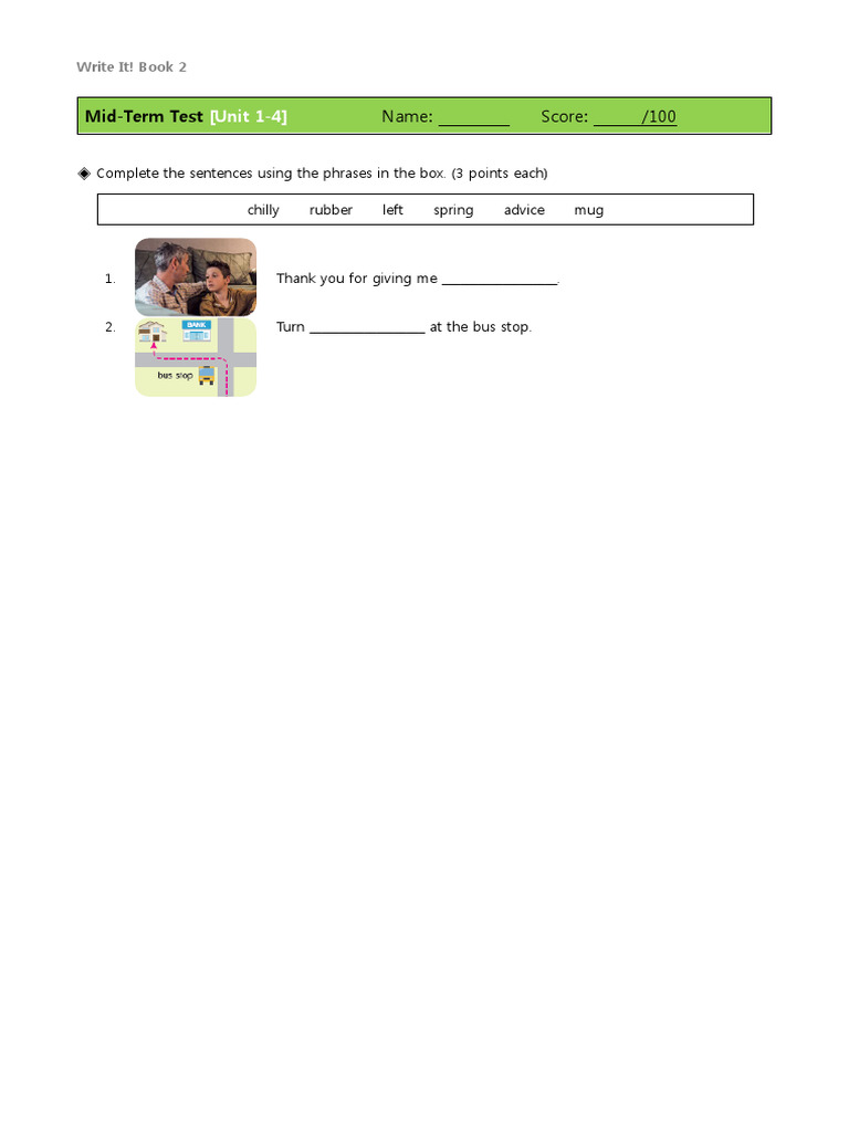 Write It 2 Mid-Term Test | PDF | Language Arts & Discipline | Home & Garden