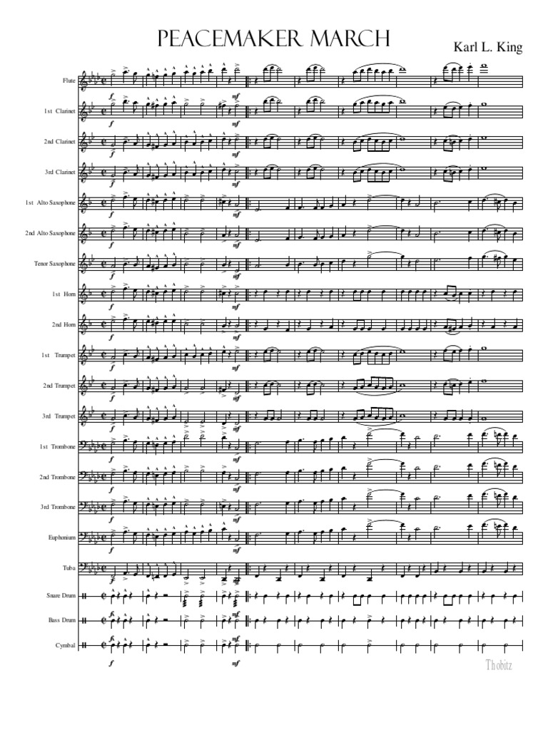 Peacemaker March by Karl L. King | PDF | Musical Instruments | Aerophones