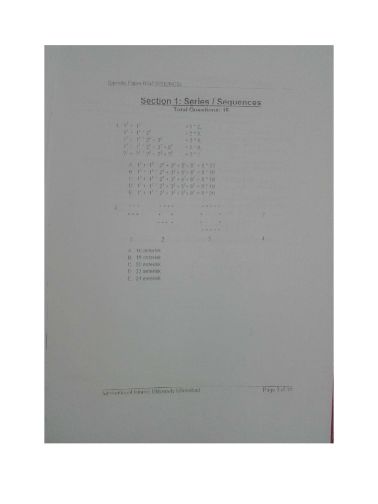 Guess Papers For Admission in CS IIUI Part One | PDF