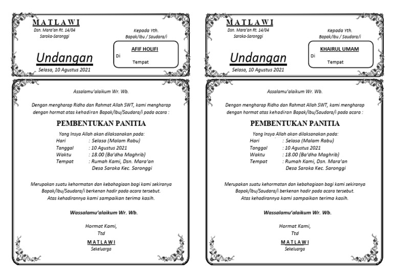 Undangan 2 Kolom | PDF