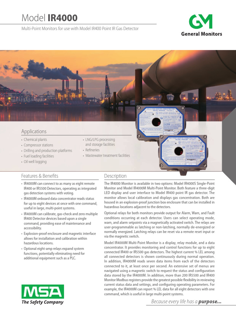 IR4000 IR Monitor Data Sheet | PDF | Relay | Sensor