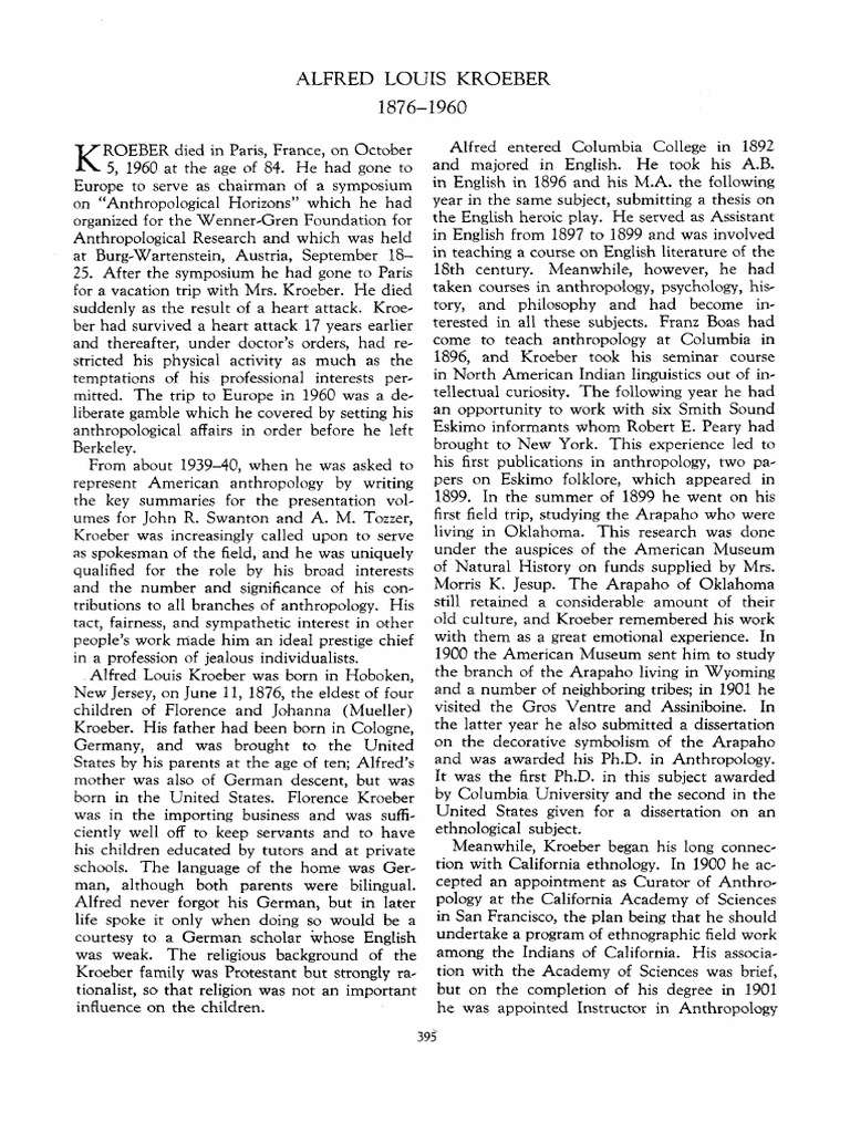 Alfred Kroeber | PDF