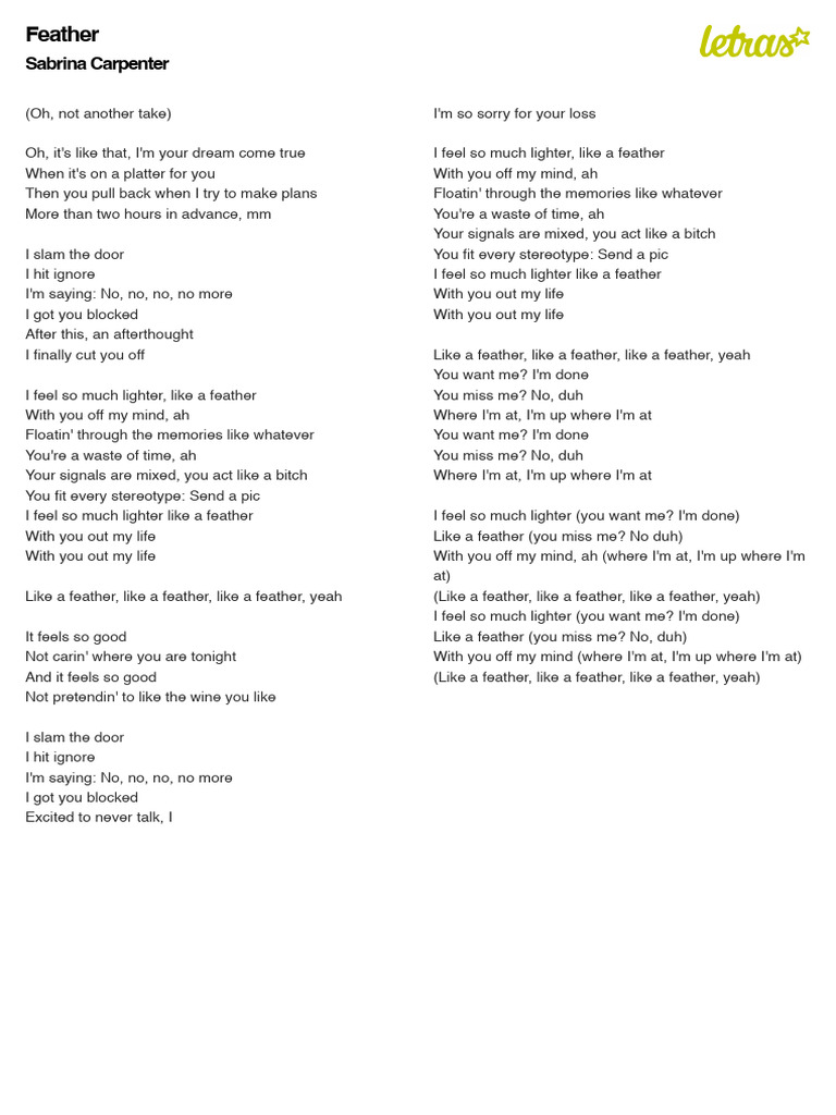 FEATHER - Sabrina Carpenter | PDF | Art | Religion & Spirituality