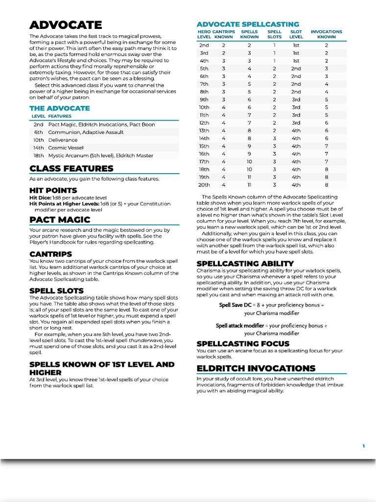 D20 Modern 5e Advocate Scion | PDF