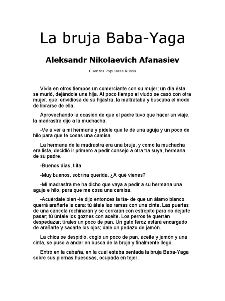 Afanasiev Aleksandr Nikolaevich - La Bruja Baba-Yaga | PDF
