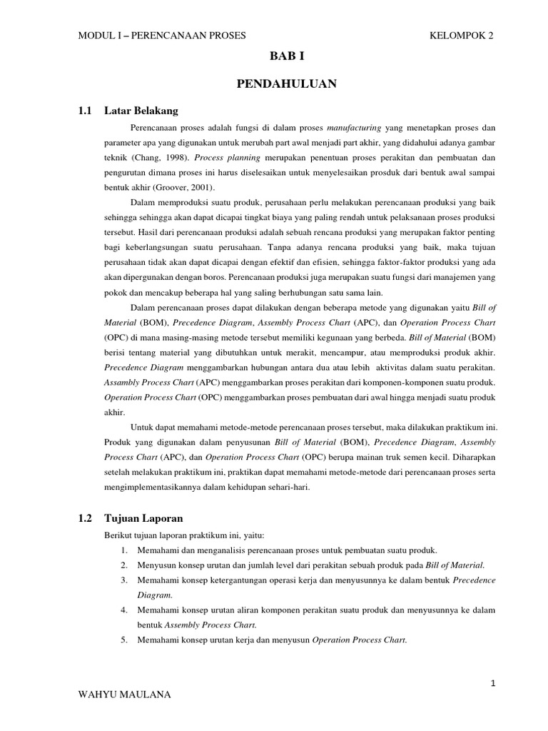 Kelompok 2_Modul I Perencanaan Proses | PDF
