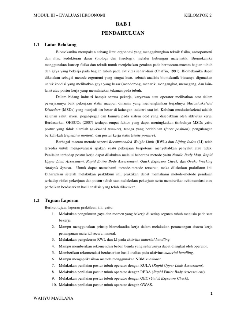 Kelompok 2 - Modul III Evaluasi Ergonomi | PDF