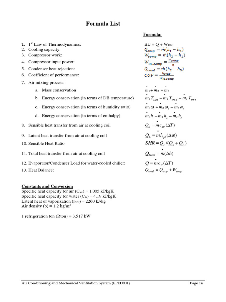 Formula List | PDF