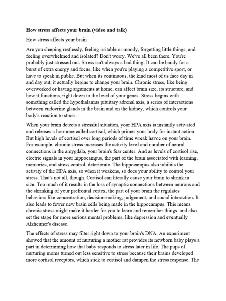 Mass Media Text 3 | PDF | Stress (Biology) | Hypothalamic–Pituitary ...