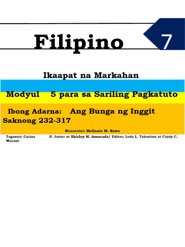 Filipino: Ikaapat Na Markahan Modyul 5 para Sa Sariling Pagkatuto | PDF