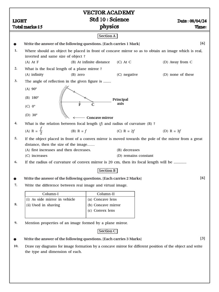 10th Science - 2 (08-04) | PDF | Mirror | Chemistry