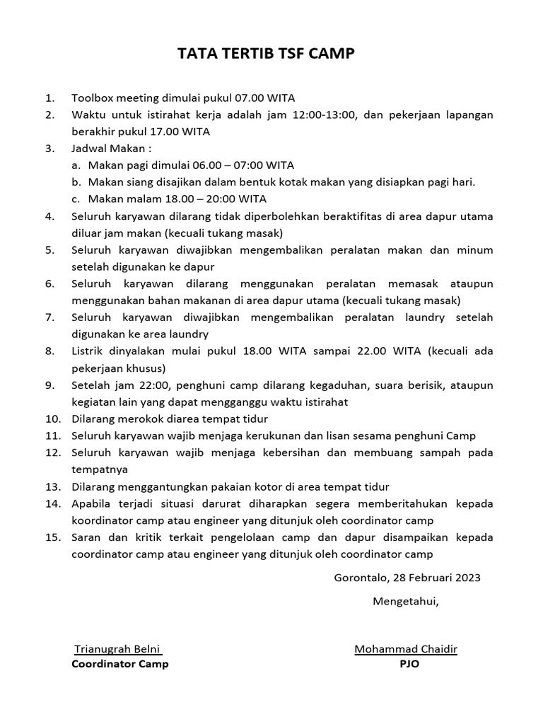 Tata Tertib TSF Camp | PDF