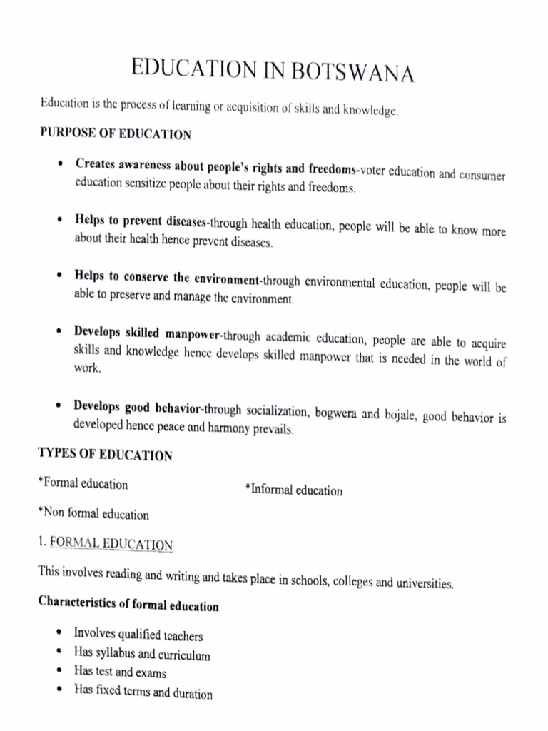 Education in Botswana | PDF | Socialization | Learning
