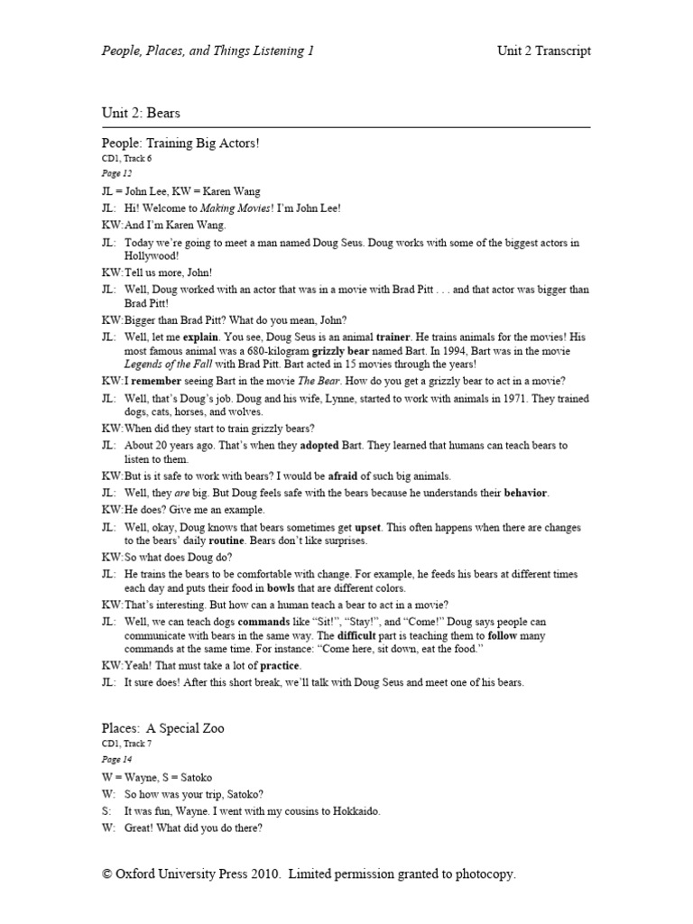 PPTL 1 U2 Transcript | PDF | Giant Panda | Zoology