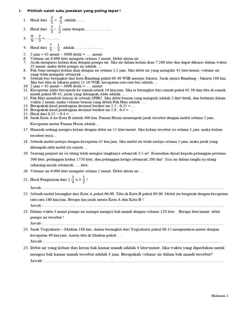 Latihan MTK Kelas 5 | PDF