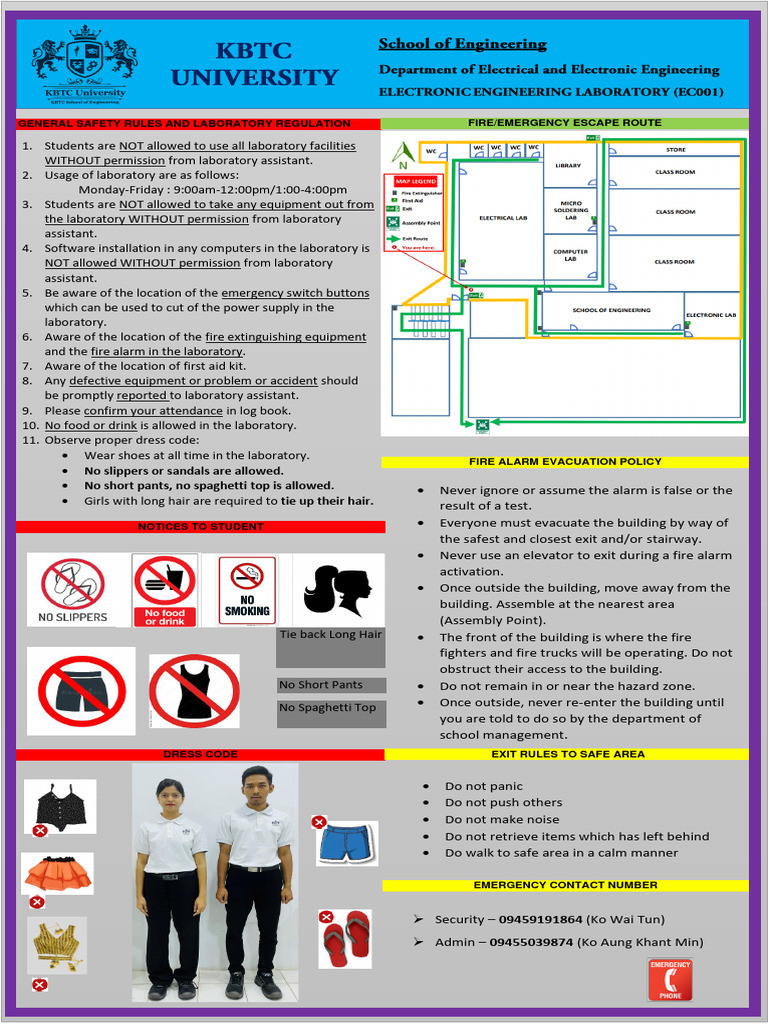 Dress Code and Safety Map (Electronic Engineering) | PDF | Laboratories ...