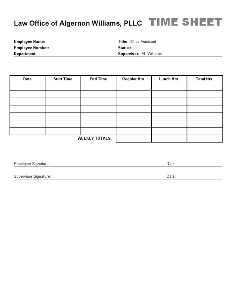 Time Sheet for Office Assistant | PDF | Employee | Business