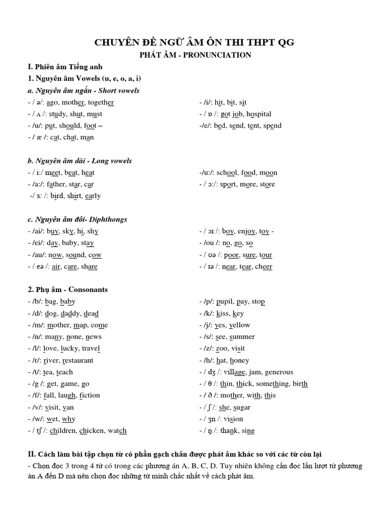 Chuyen de Ngu Am On Thi THPT QG | PDF