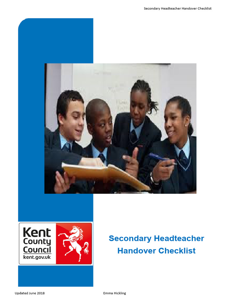 Secondary Headteacher Handover Checklist | PDF | Banks | Deposit Account