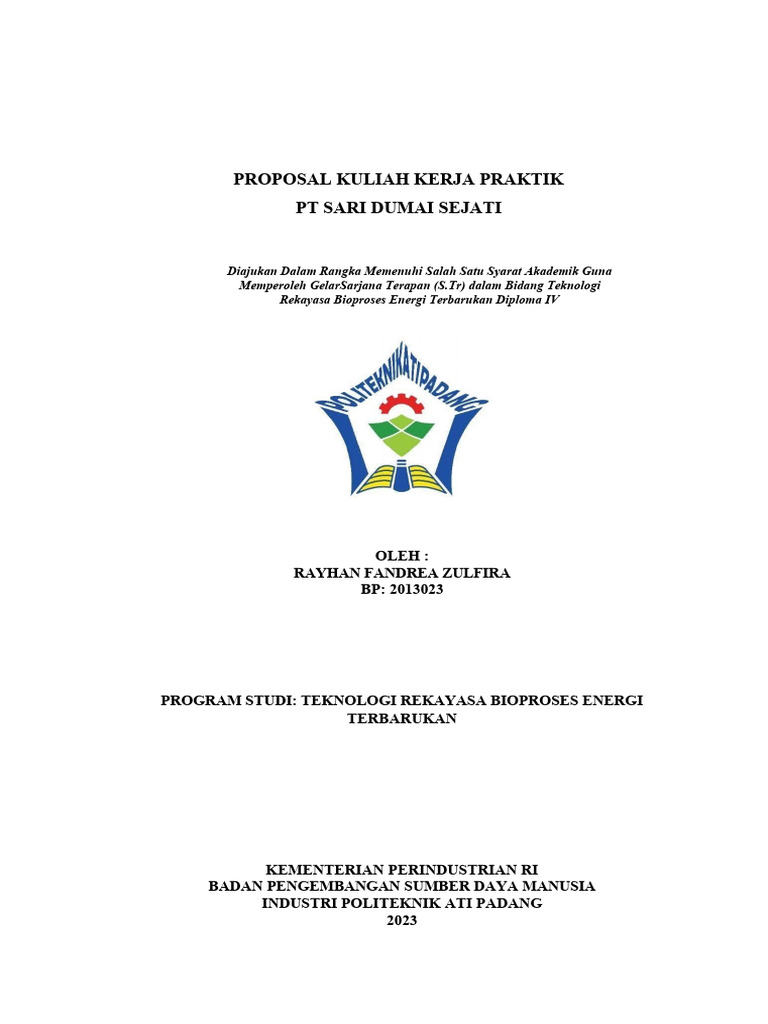 Proposal Rayhan Fandrea Zulfira PT Sari Dumai Sejati | PDF