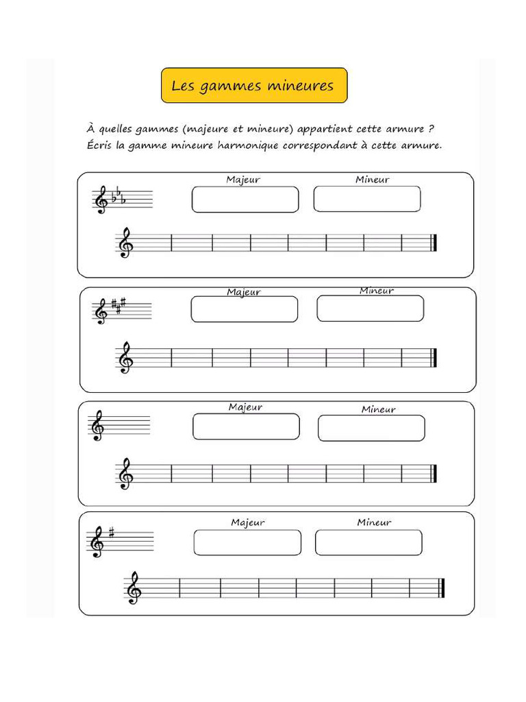 La Gamme Mineure (Exercices) | PDF