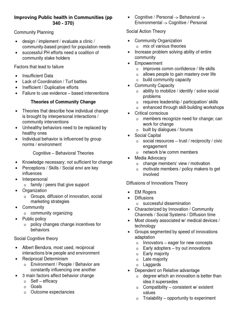 Improving Public Health in Communities | PDF | Behavior | Policy
