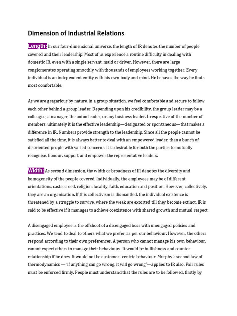 Dimension of industrial relation | PDF | Leadership | Disciplines