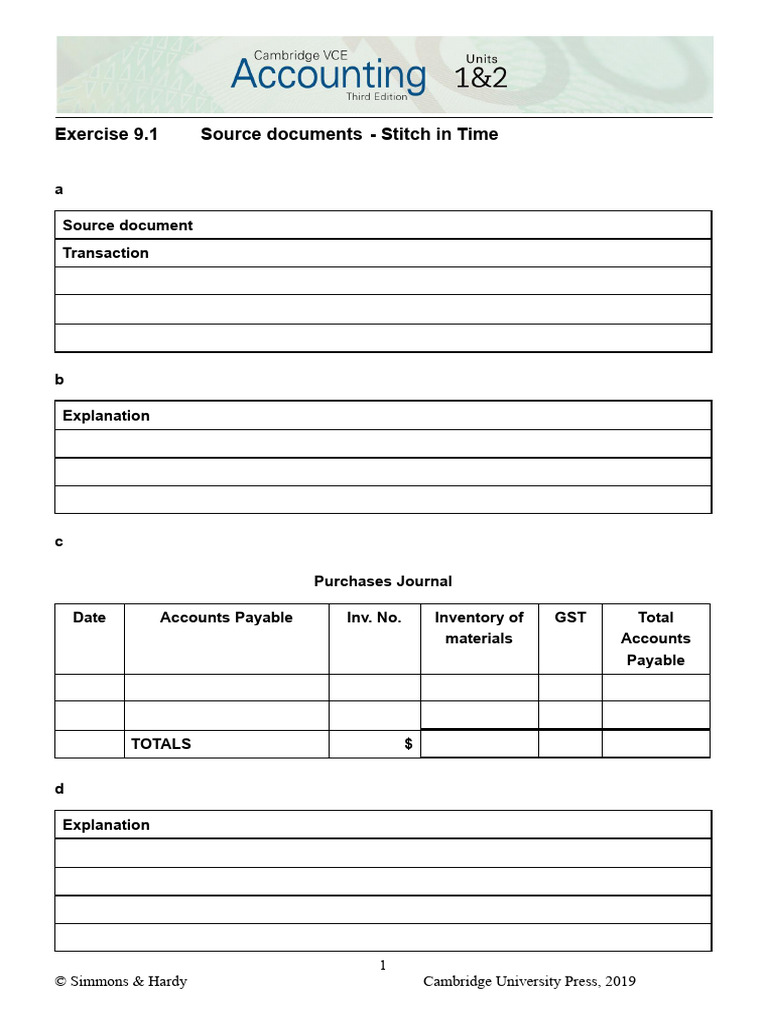 GCE Accounting Exercises Overview | PDF | Accounts Payable | Equity ...