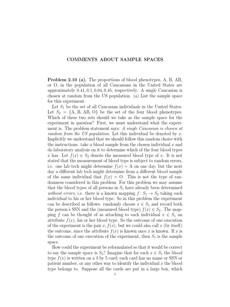 samplespace | PDF | Experiment | Sampling (Statistics)